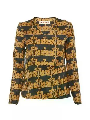 Marni Printed Silk Blouse - Black