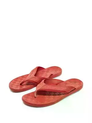 LOUIS VUITTON Check-textured Thong Flip Flops - Red
