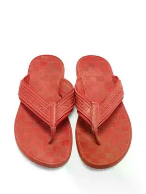 LOUIS VUITTON Check-textured Thong Flip Flops