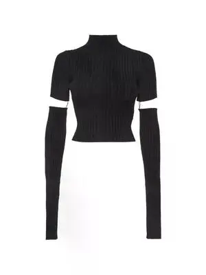 Balenciaga Rib Knit Cut-out Sweater - Blue