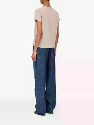 MAISON MARGIELA Wool-blend Rib-jersey T-shirt With Numeric Artwork