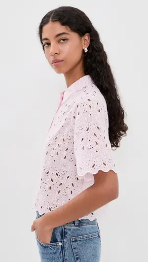 FRAME The Paisley Eyelet Top