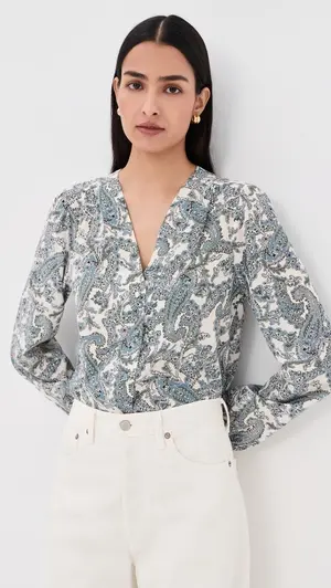 Veronica Beard Farah Paisley Print Blouse