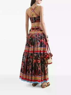 Dolce & Gabbana Carretto Print Poplin Long Skirt