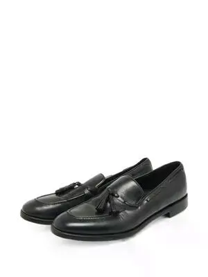 FERRAGAMO Leather Tassel Detail Loafers