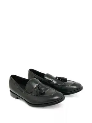 FERRAGAMO Leather Tassel Detail Loafers