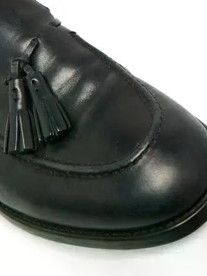 FERRAGAMO Leather Tassel Detail Loafers