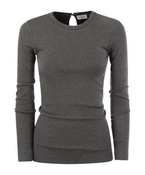 Brunello Cucinelli Chain-linked Crewneck Top - Grey