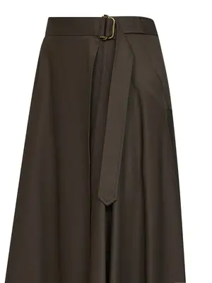 Burberry Belted Twill Midi Skirt - Bright Caper