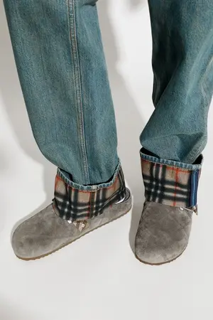 Burberry Suede Checked Mules