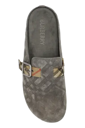Burberry Suede Checked Mules