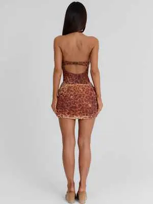 OUTCAST Monikka Mini Skirt Printed Mesh