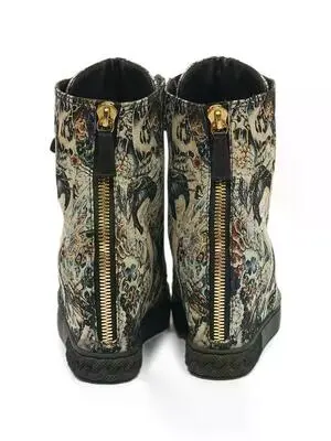 Casadei Chain-link Brocade Wedge Sneakers