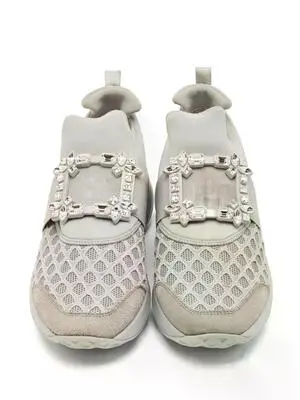 ROGER VIVIER Viv Run' Sneakers With Crystal Embellished Buckle - Grey