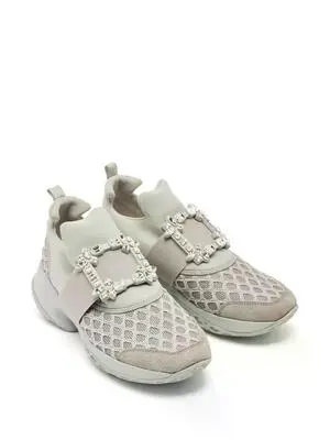 ROGER VIVIER Viv Run' Sneakers With Crystal Embellished Buckle - Grey