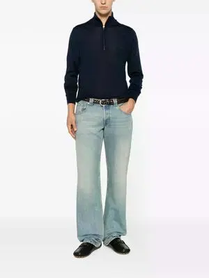 Etro Quarter-zip Embroidered-logo Sweater