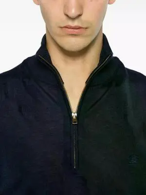 Etro Quarter-zip Embroidered-logo Sweater