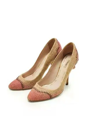 Miu Miu Beige Woven Pointed-toe Stiletto Pumps