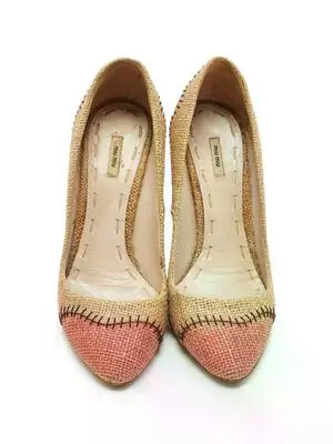 Miu Miu Beige Woven Pointed-toe Stiletto Pumps
