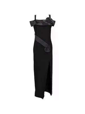 BASSANT PARIS Off-shoulder Rosette Detail Maxi Dress