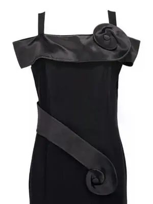 BASSANT PARIS Off-shoulder Rosette Detail Maxi Dress