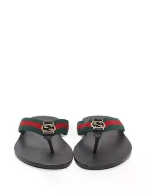 Gucci Interlocking G Web Strap Thong Sandals