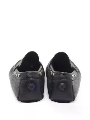 Philipp Plein Skull Motif Studded Leather Loafers