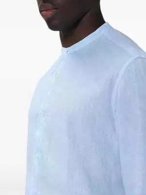 BROOKSFIELD Band-collar Linen Shirt