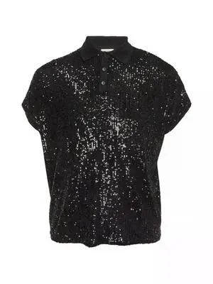 Saint Laurent Sequin-embellished Polo Shirt