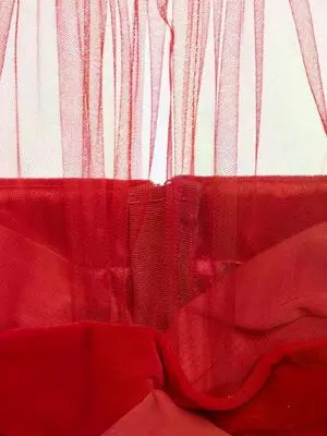 Elisabetta Franchi Velvet Crop Top With Tulle Panels