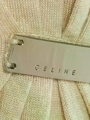 Celine Beige Knitted Texture Turtleneck Long Sleeves Sweater