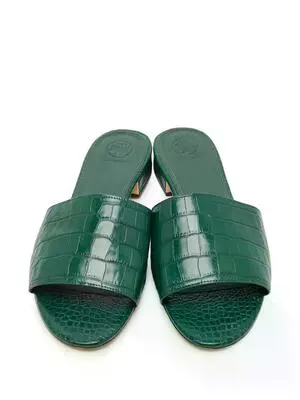 Tory Burch Croc-embossed Flat Slides