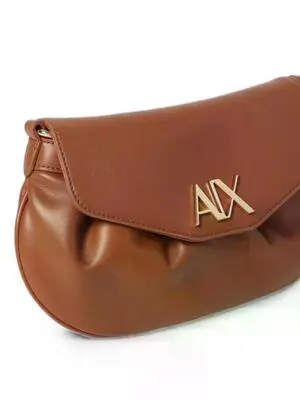 Armani Exchange Ruched Shoulder Bag With Logo Plaque