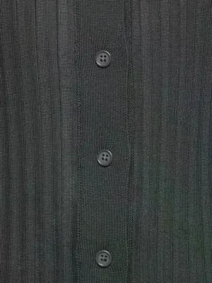 Bottega Veneta Ribbed Knit Long Sleeve Cardigan - Grey