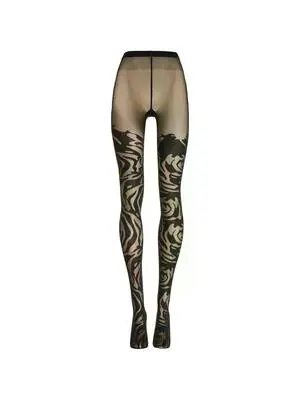 Wolford Rose Pattern Sheer Tights - Black