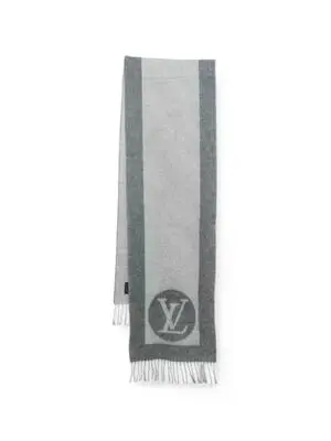 LOUIS VUITTON Monogram Fringed Scarf - Grey
