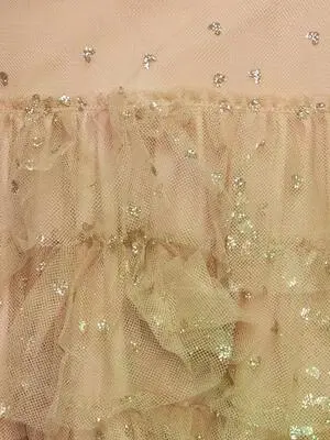 Red Valentino One-shoulder Tiered Midi Dress With Glitter Detail