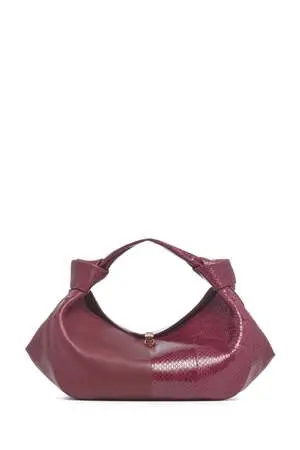 Gabriela Hearst Small Antonia Bag In Bordeaux Nappa Leather & Snakeskin - Black