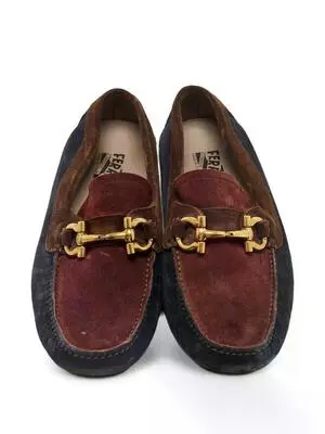 FERRAGAMO Gancini Suede Loafers - Blue