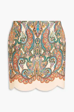 Zimmermann Scalloped Paisleyprint Linen Mini Skirt
