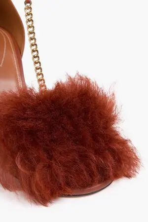 Zimmermann Chainembellished Leather And Shearling Sandals