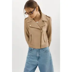 LAMARQUE Donna Iconic Leather Biker Jacket - Wheat