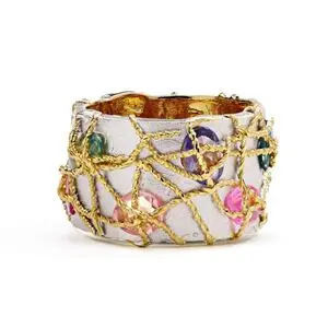 GERMAN KABIRSKI Canni Silver Ring With Mixed Color Sapphires - Gray
