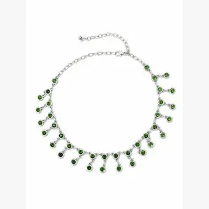 BY VIRGO Silver / Green Verdelle Necklace - Silver/green