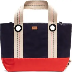 FRANCES VALENTINE Summer Cotton Canvas Tote - Navy/red