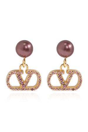 Valentino Garavani Tone Drop Earrings With Faux Pearl And Crystal Embellishments - Gold