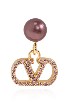 Valentino Garavani Tone Drop Earrings With Faux Pearl And Crystal Embellishments