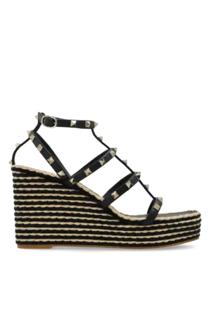 Valentino Garavani Wedge Sandals With Studs - Black