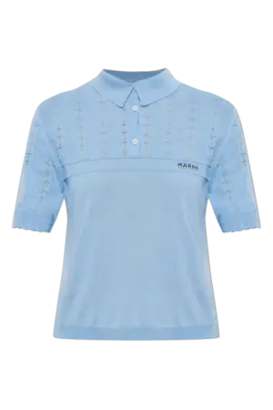 Marni Polo With Embroidered Logo And Pointelle Details