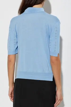 Marni Polo With Embroidered Logo And Pointelle Details